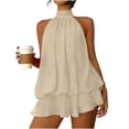 Aeguzox Dresses for Women Effortless Chic Solid Brown Halter Mock Neck ...