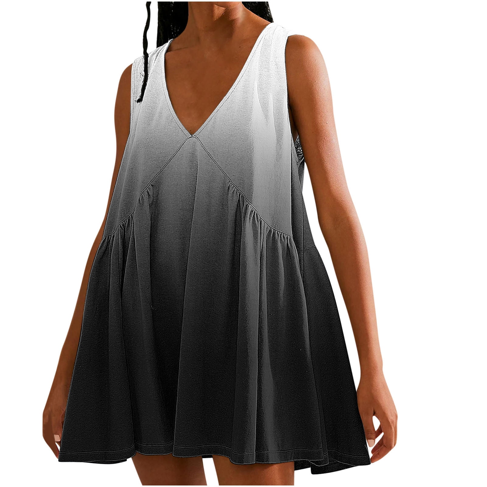 Aeguzox Dresses for Women Polished Resort Sleeveless V Neck Dip Dye ...