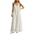 Aeguzox Dresses for Women Resort Vacation Thin Spaghetti Strap V-Neck ...