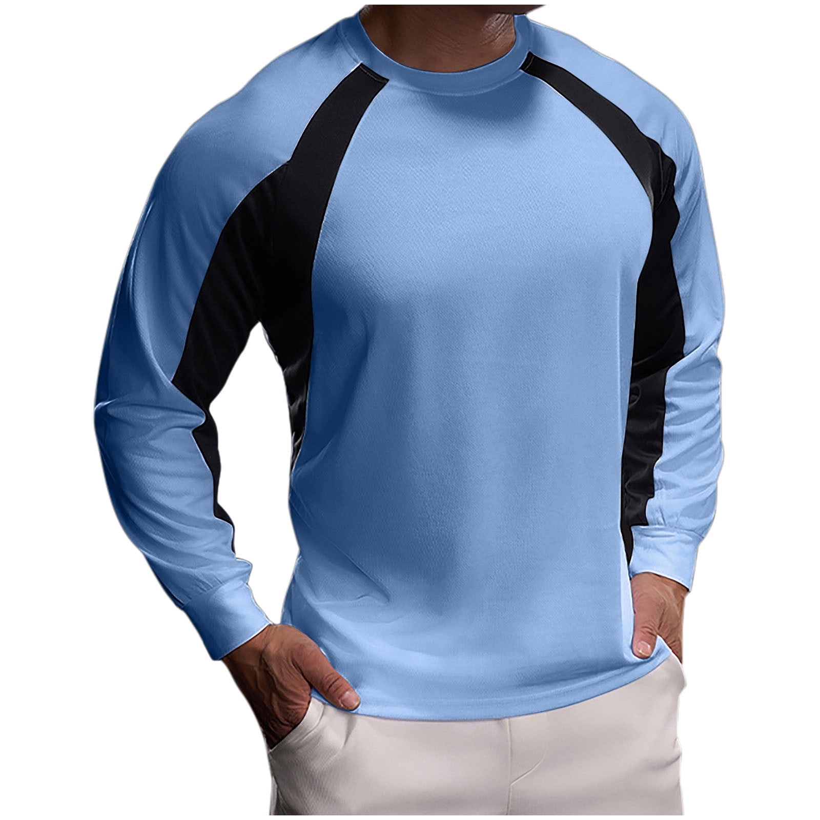 Aeguzox Long Sleeve Shirts for Men Contrast Raglan Color Block Crew ...