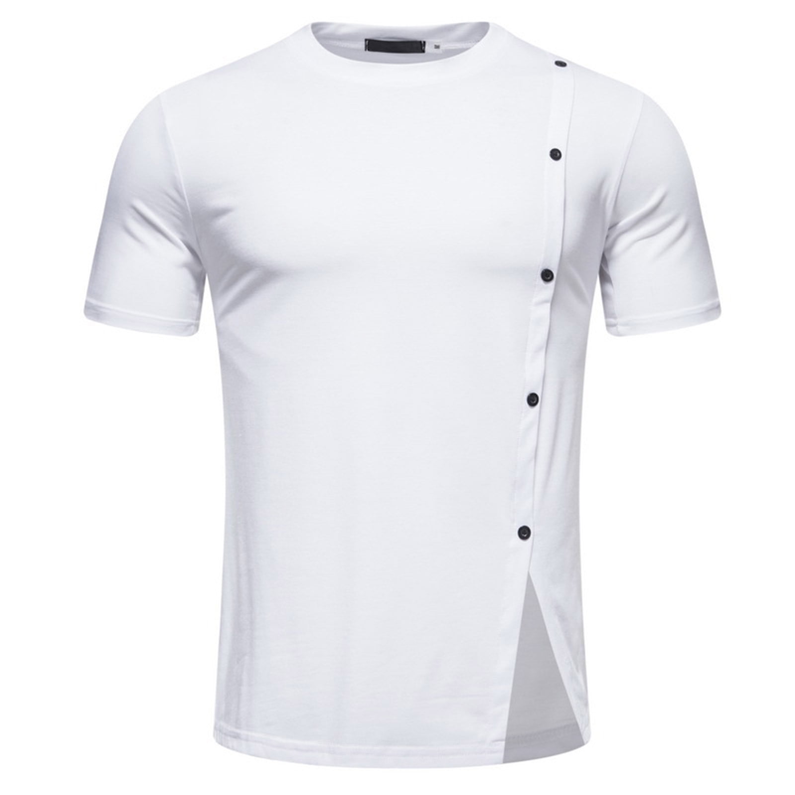Aeguzox Men's T-shirts Retro Print Turn Down Collar Slim Casual Form ...