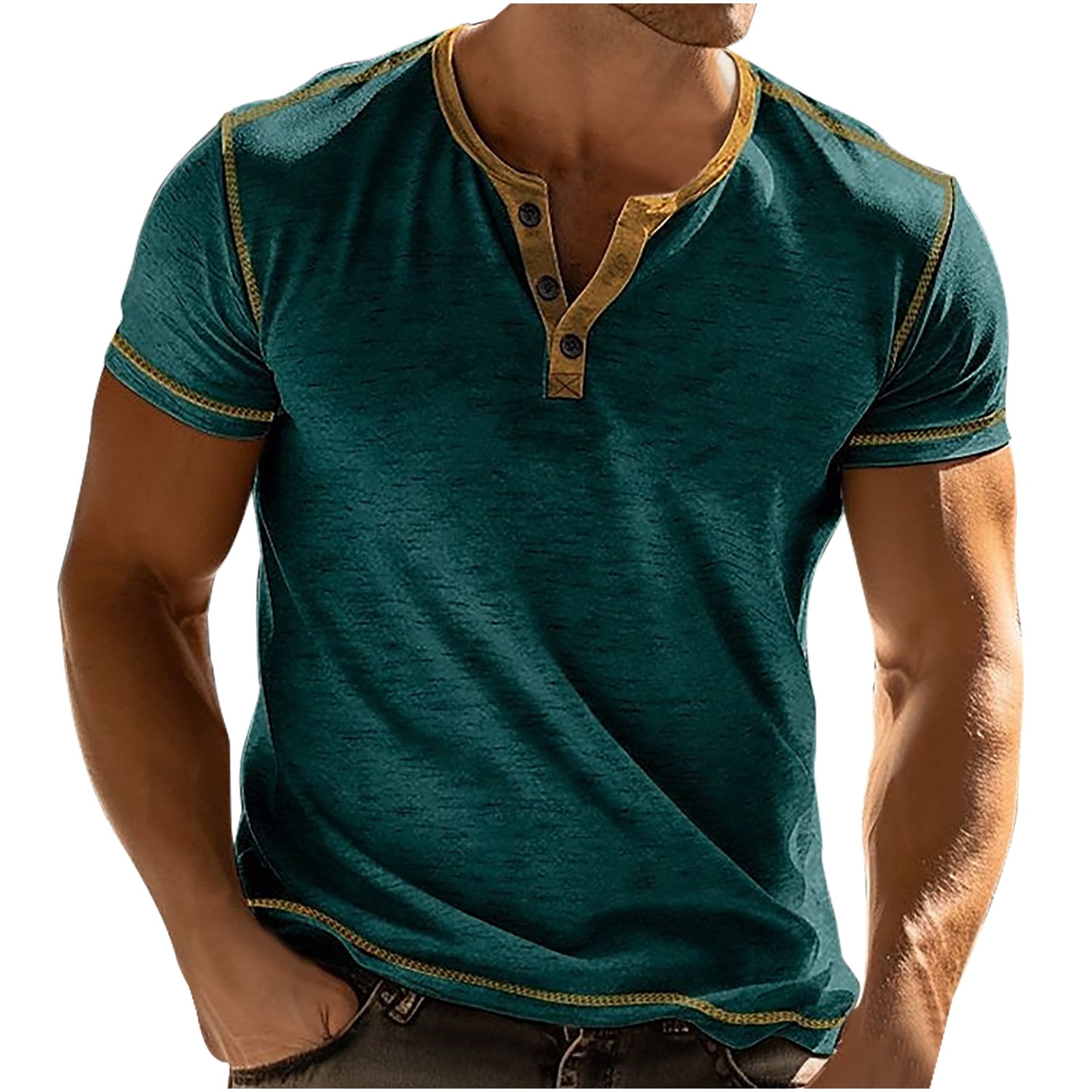 Aeguzox Mens T-shirts Color Block Slim Round Neck Athletic Cut,Sizes S ...