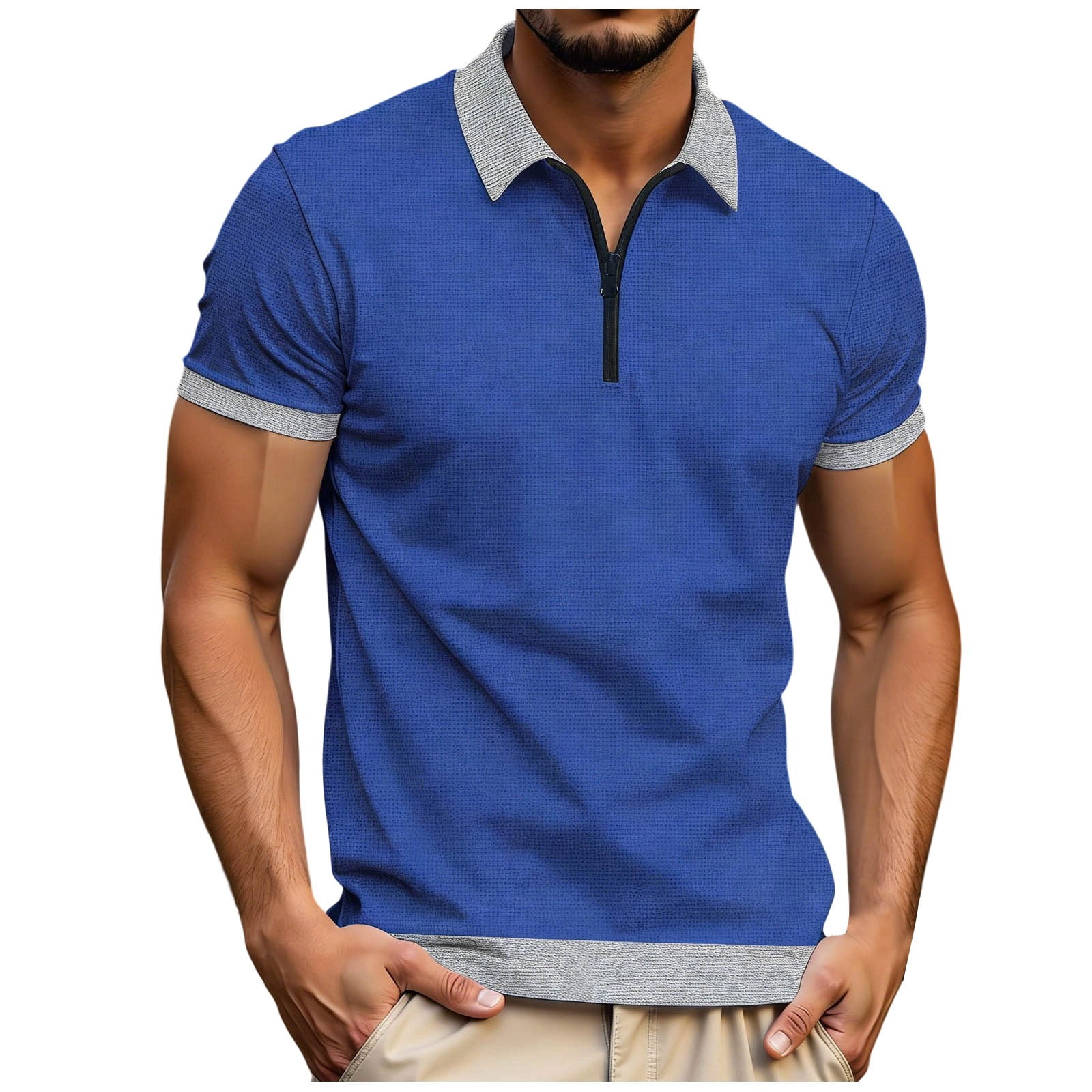Aeguzox Mens T-shirts Elastic Print Round Neck Home Fitness Relaxed ...