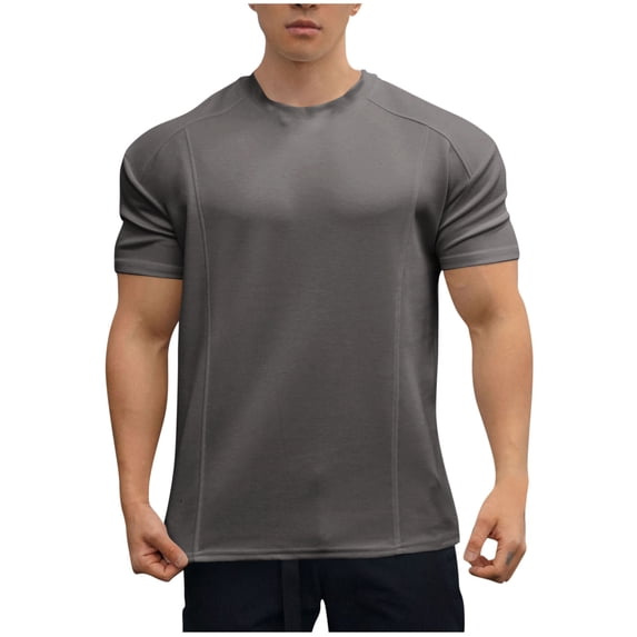 Aeguzox Mens T-shirts Fashion Solid Round Neck Sport Daily Short Form ...