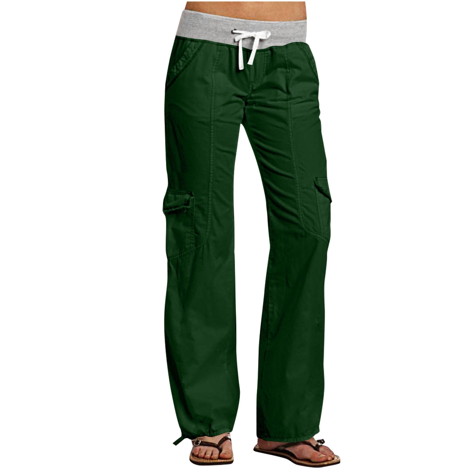 Aeguzox Pants for Women Casual Cargo Elastic Waist with Drawstring and ...