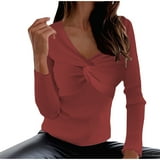 Aeguzox Sweaters for Women Allover Rib Textured Design Front Twisted ...