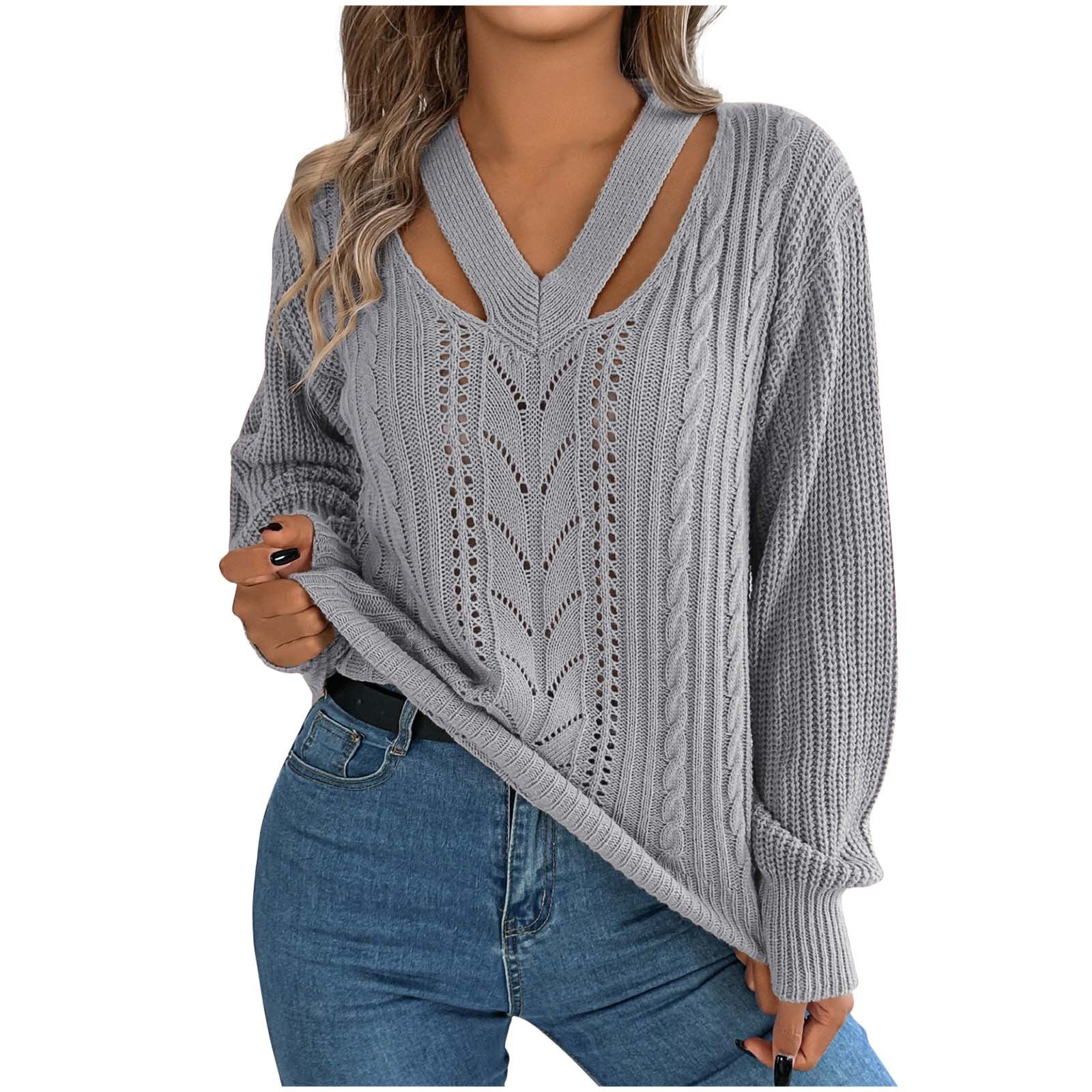 Aeguzox Sweaters for Women Dual Shoulder Cutout Construction Front ...