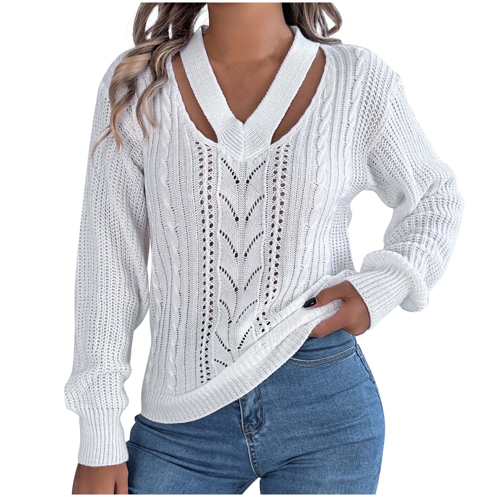 Aeguzox Sweaters for Women Dual Shoulder Cutout Construction Front ...