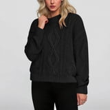 Aeguzox Sweaters for Women Neat Rib Trim Finish Crew Neck Vertical ...