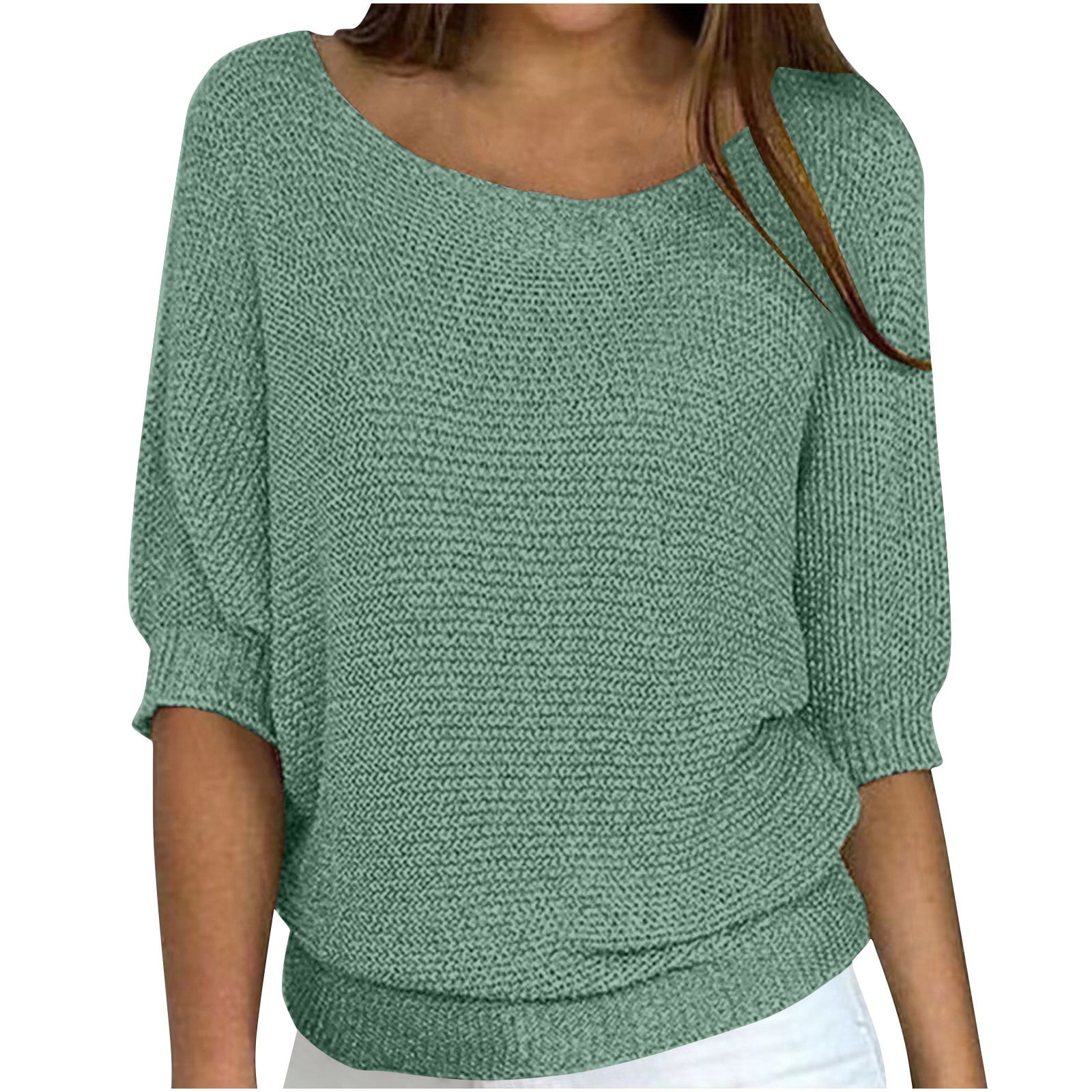 Aeguzox Sweaters for Women Relaxed Batwing Structure Wide Curved Scoop ...
