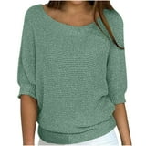 Aeguzox Sweaters for Women Relaxed Batwing Structure Wide Curved Scoop ...