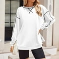 Aeguzox Sweatshirts for Women Contrast Stitch Crew Neck Long Sleeve ...