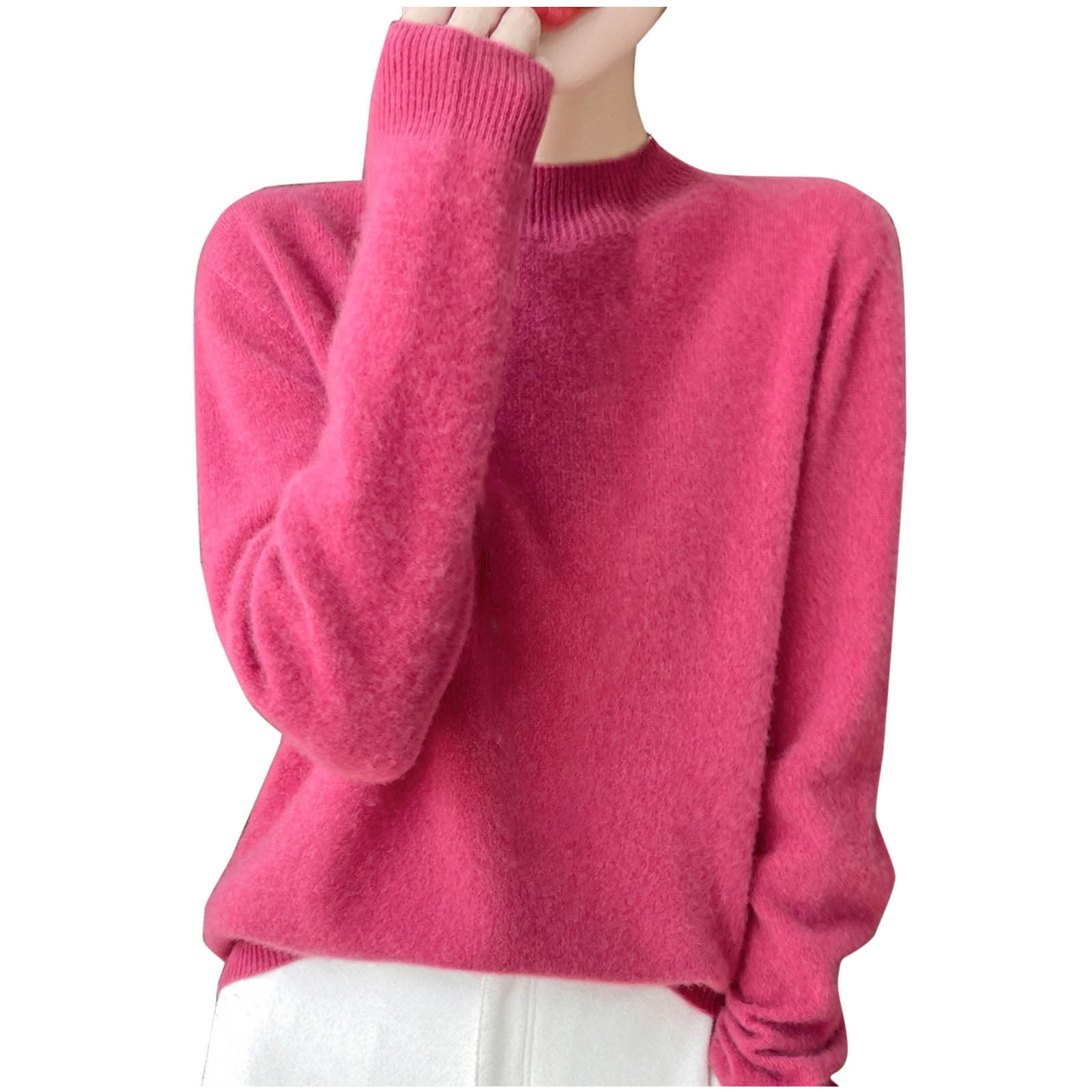 Aeguzox Women's Sweaters Ribbed Half Mock Neck Soft Fluffy Fine Knit ...