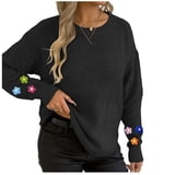 Aeguzox Women's Sweaters Textured Waffle Fabric Round Collar Contrast ...