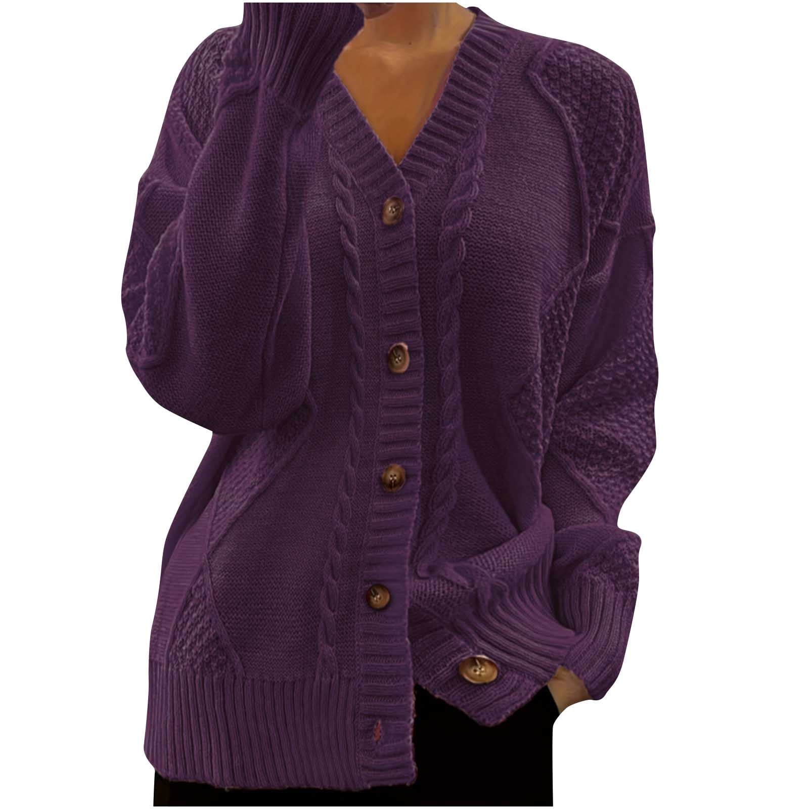 Aeguzox Women's Sweaters V Neck Cable Patchwork Knit Layout Front ...
