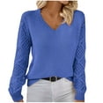 Aeguzox Women's Sweaters V Neck Mixed Knit Layout with Hollow Out ...