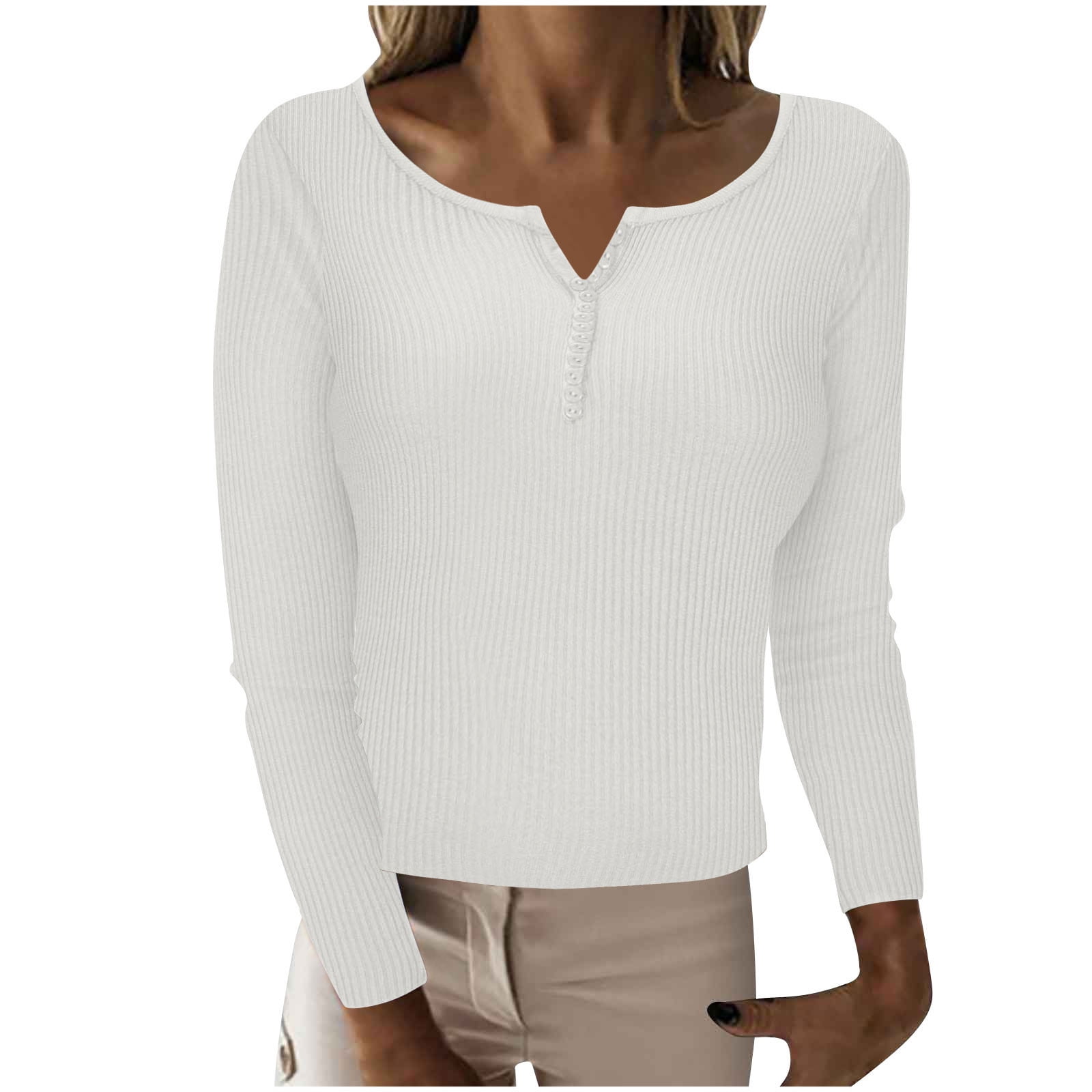 Aeguzox Women's Sweaters Vertical Strip Rib Knit Layout Front Small ...