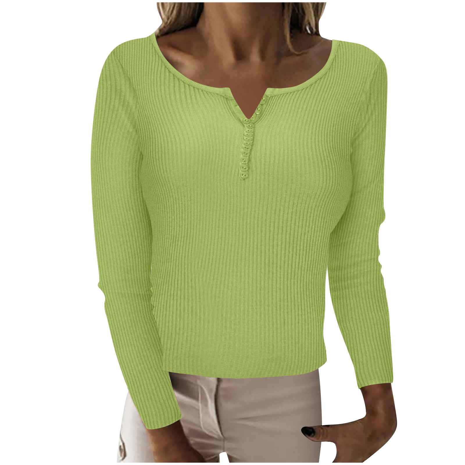 Aeguzox Women's Sweaters Vertical Strip Rib Knit Layout Front Small ...