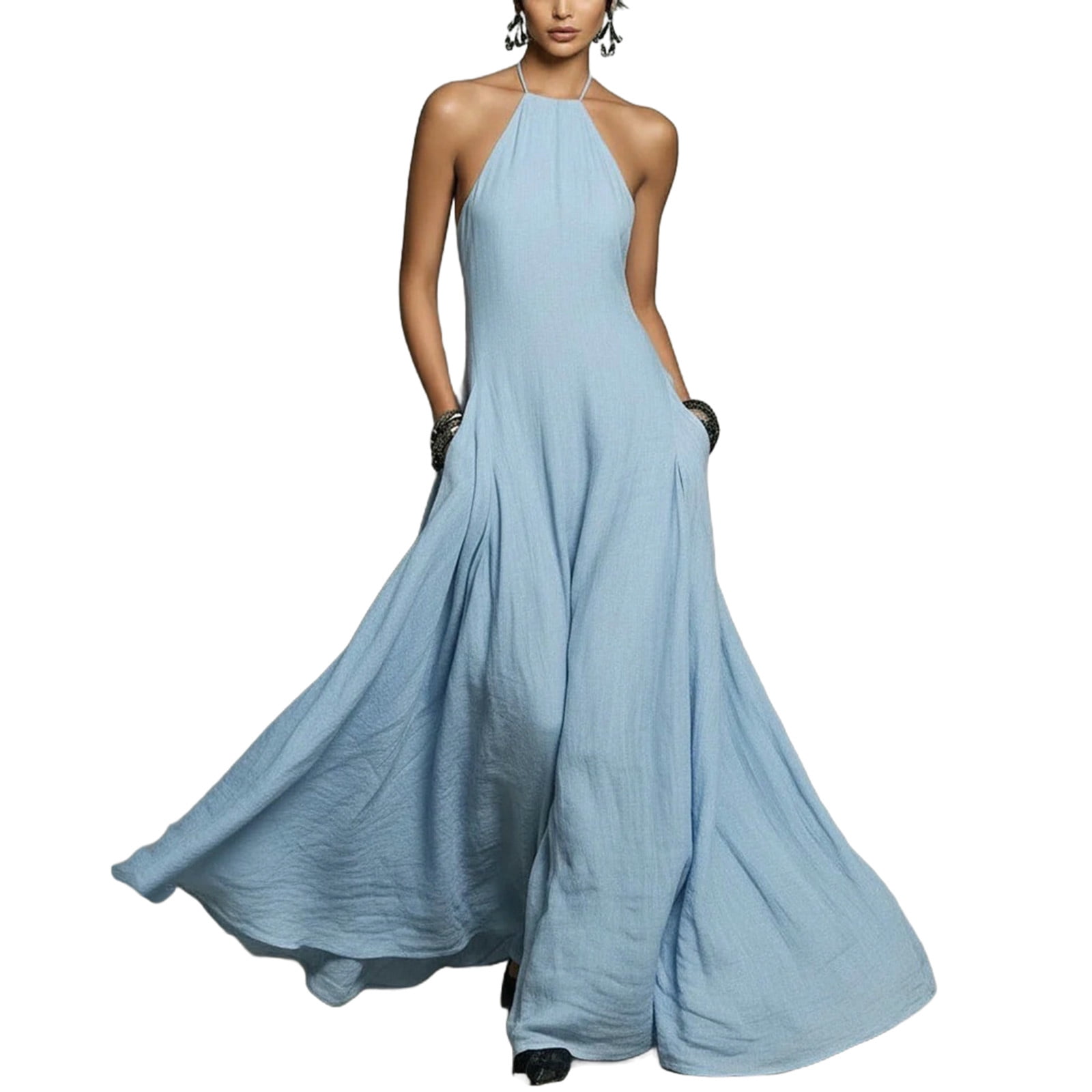 Aeguzox Womens Dresses Gentle Style Halter Neck Comfort Cut Ideal For ...