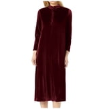 Aeguzox Womens Dresses Mandarin Notch Neck Long Sleeve Gloss Velvet ...