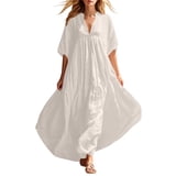 Aeguzox Womens Dresses Split-Neck Dolman-Sleeve with Crinkle Gauze and ...