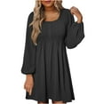 Aeguzox Womens Dresses Square Neck Half Button Placket Long Bubble ...
