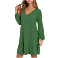 Aeguzox Womens Dresses V Neck Long Sleeve Vertical Rib Surplice Seam ...