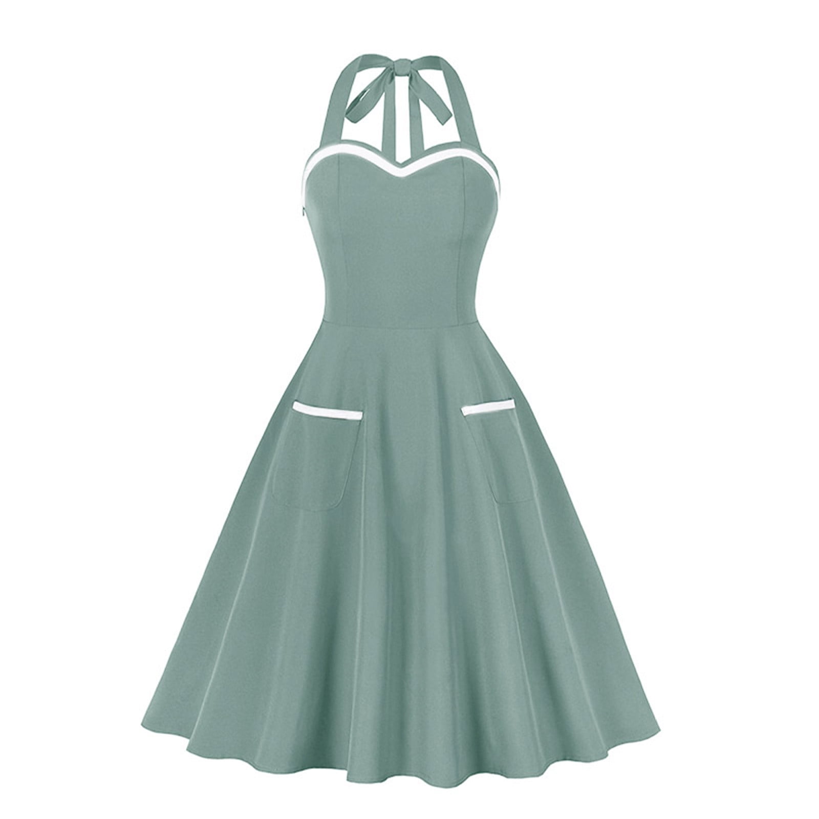 Aeguzox Womens Dresses Vintage Halter Neck Sweetheart Neckline Flared ...