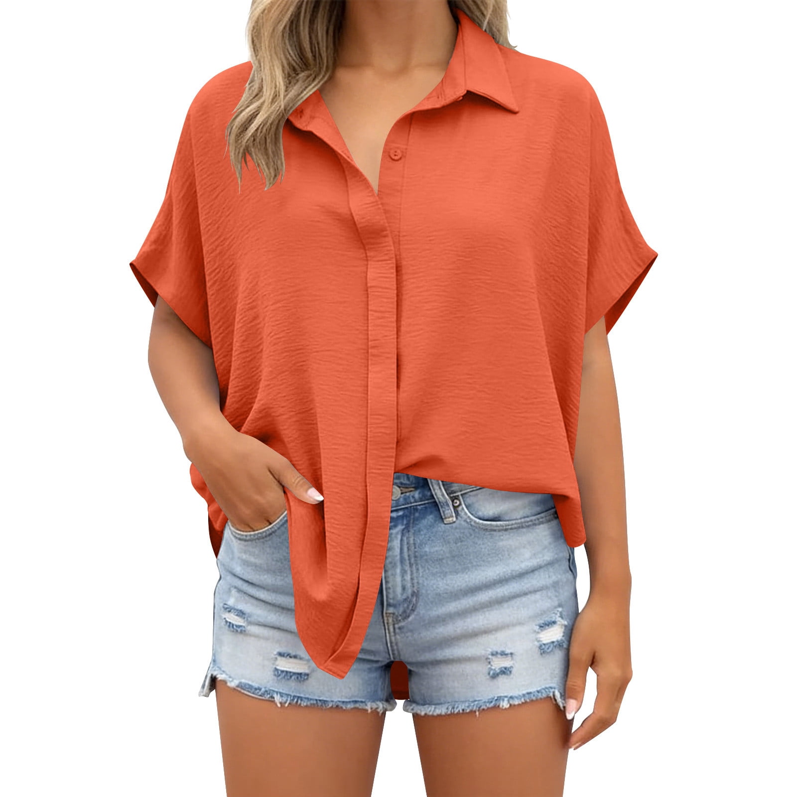 Aeguzox Womens Tops Luxury Crinkled Texture Top Lapel Flattering ...