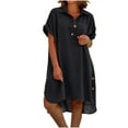 Aeguzox summer Dresses for Women Button-Front Collared Rolled-Sleeve ...