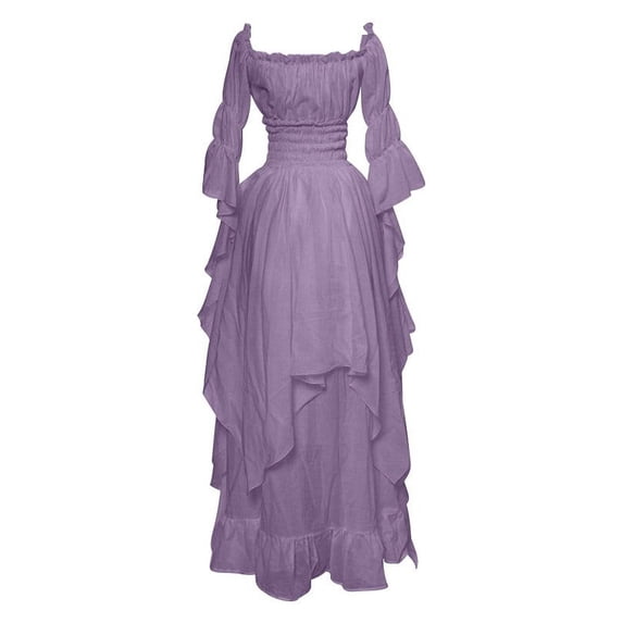 Aeguzox summer Dresses for Women Off Shoulder Multi Ruffle Long Sleeve ...