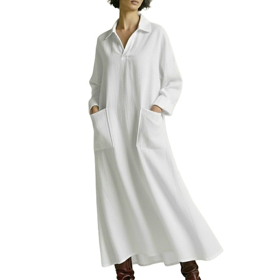Aeguzox summer Dresses for Women Point Collar Half Placket V Neck Roll ...