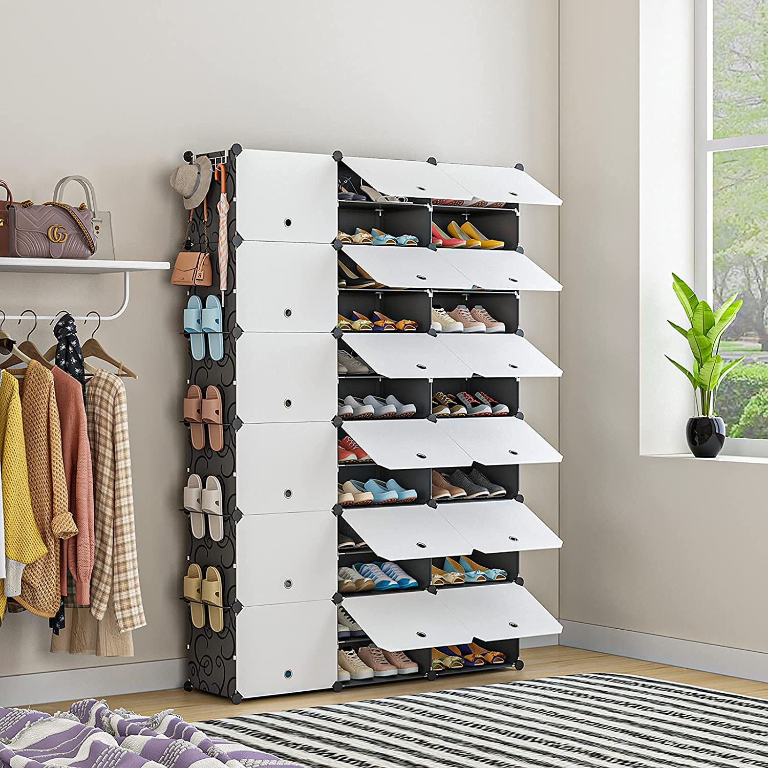 Aeitc 72 Pairs Shoe Rack Organizer Shoe Organizer Expandable Shoe ...