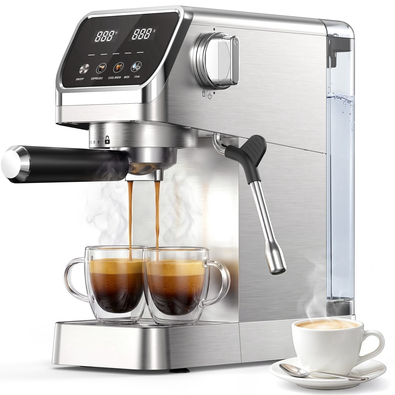 Aeitto 20 Bar Touchscreen Espresso Machine with Milk Frother, Stainless ...