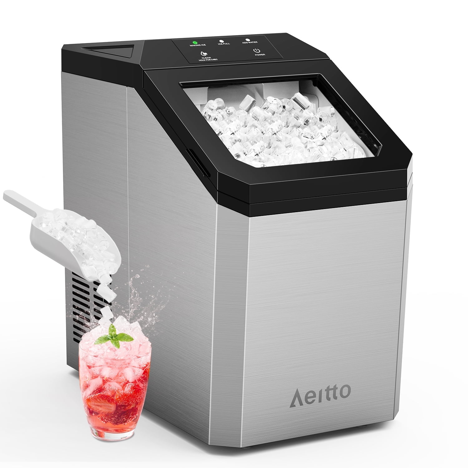 Aeitto Countertop Nugget Ice Maker, 55lbs/Day, Ice Release in 5 Mins ...