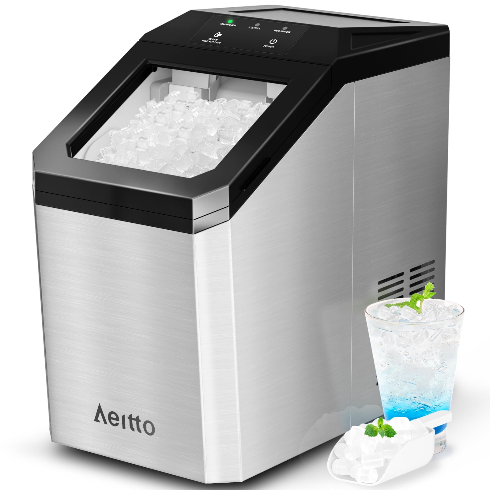 Aeitto Nugget Ice Maker Countertop, 55lbs/Day, Large Capacity Chewable ...