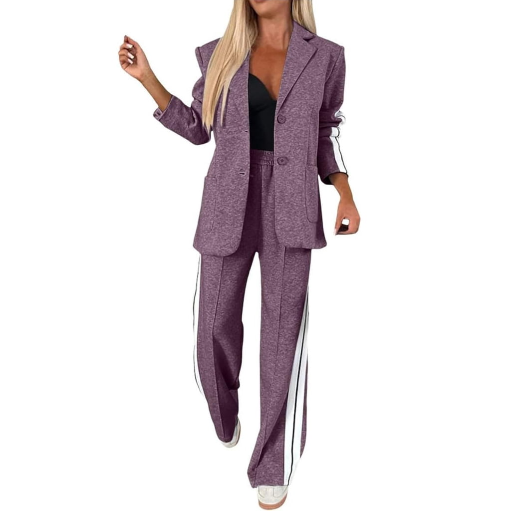 Aellinatey 2 Piece Blazer Outfits for Women Comfy Oversized Jacket Wide ...