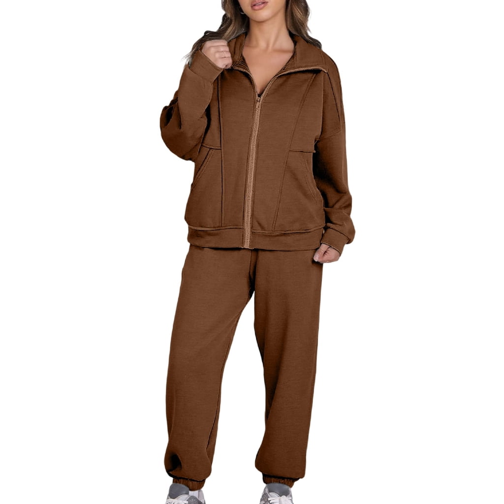 Aellinatey 2 Piece Outfits for Women Sweatsuits, Oversized Zip Up ...