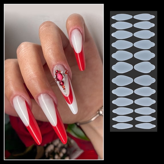 Aellinatey 24Pieces Extension Tips Sticker for Nail Form False Tips ...