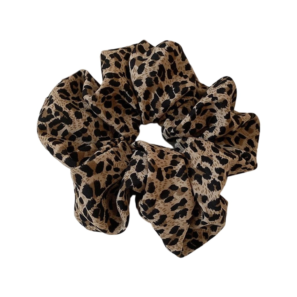 Aellinatey 2PC Women Leopard Pattern Scrunchies Fabric Elastic Hair ...