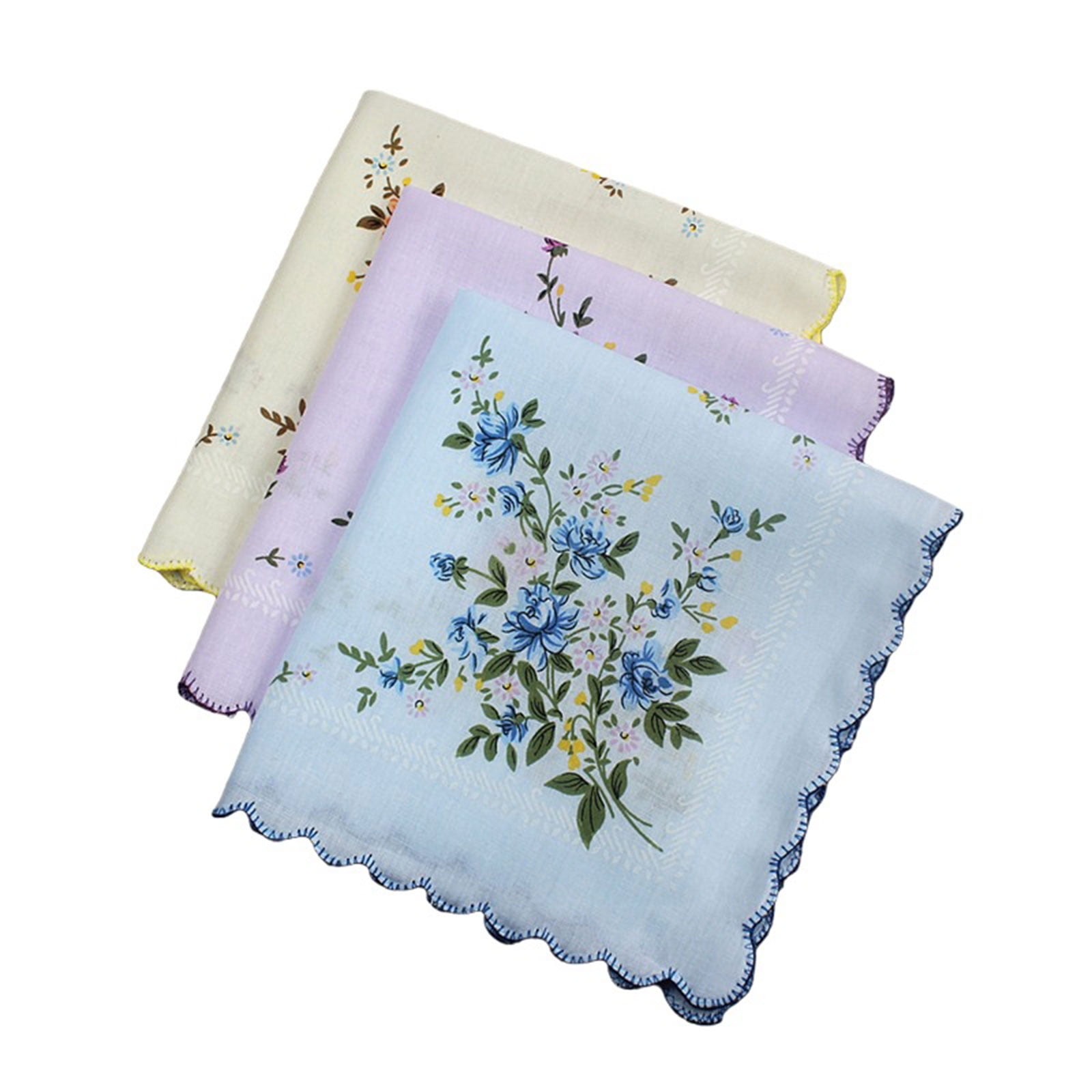 Aellinatey 3 PCS Cotton Women Hankies Embroidered Lace Flower Hanky for ...