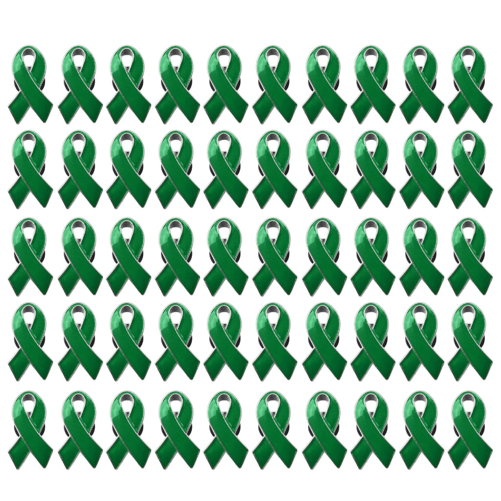 Aellinatey 50Pcs Enamel Green Ribbon Pin for Health Awareness ...