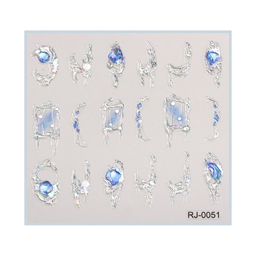 Aellinatey 5D Embossed Nail Art Stickers,Diamond Designs Self-Adhesive ...