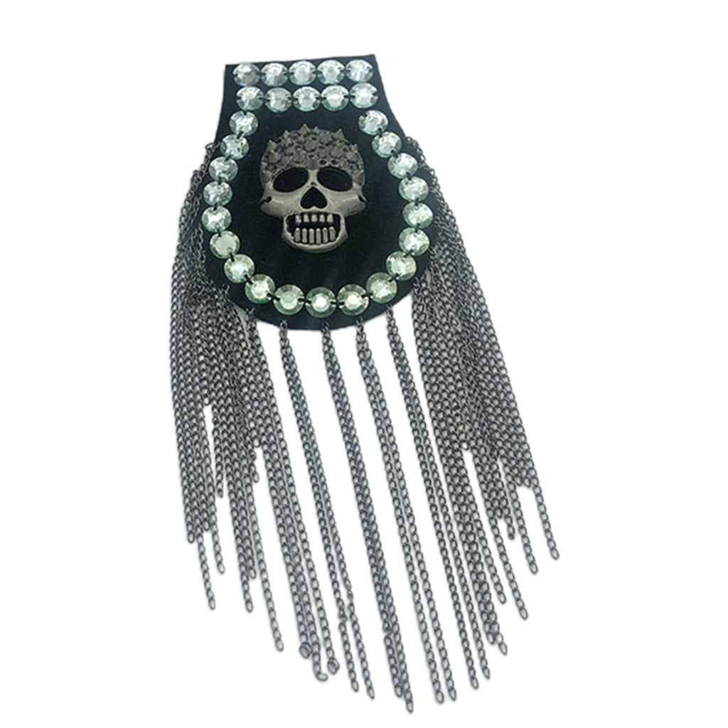 Aellinatey Badges Chain Punk Skull Epaulet Tassel Epaulet for ...