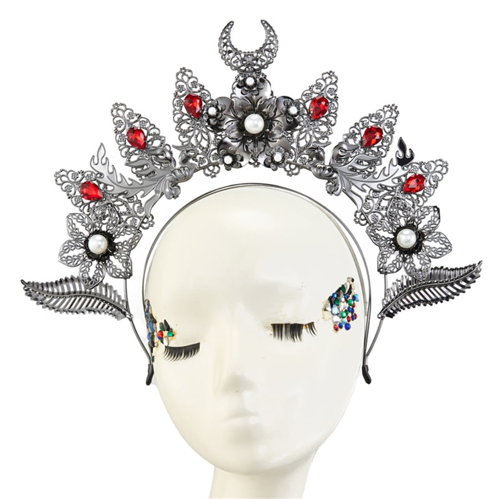 Aellinatey Baroque Crown Headpiece Mary HaloCrown Lolita Headband ...