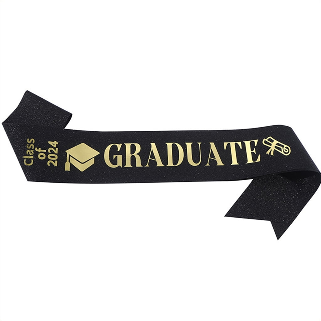 Aellinatey Black Soft Fabric Graduation Stole Happy Graduation Party ...