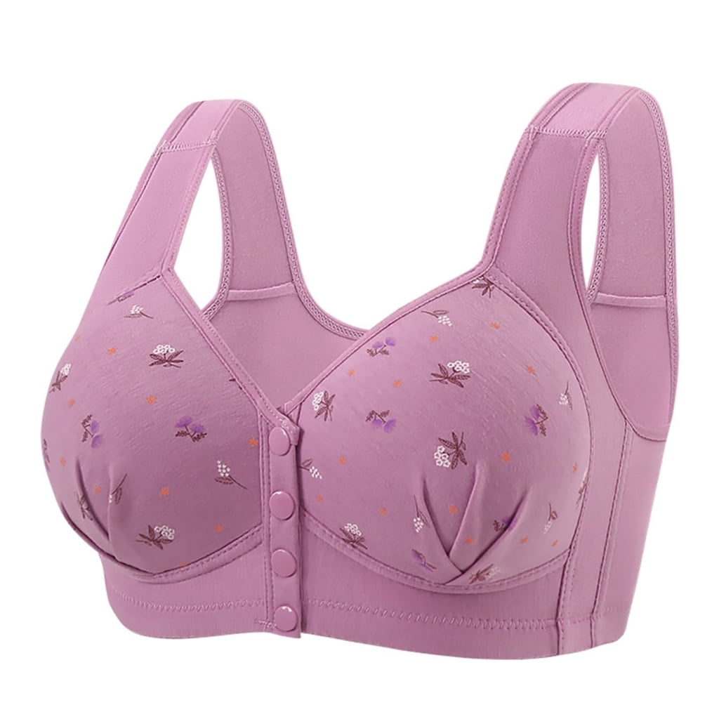 Aellinatey Bras for Older Women No Underwire Wireless Front Closure Bra ...