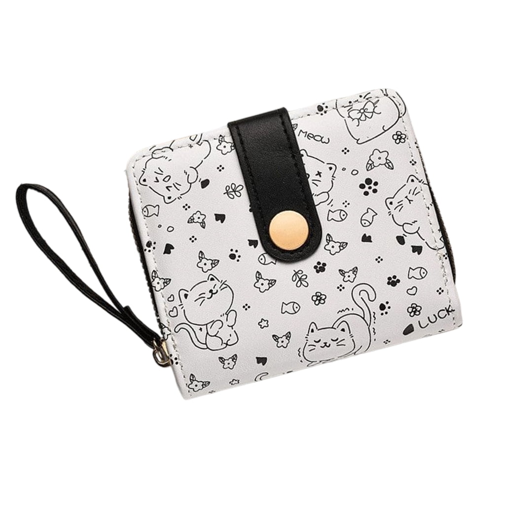 Aellinatey Cartoon Cats Face Small Purse Compact Size Card Holder ...