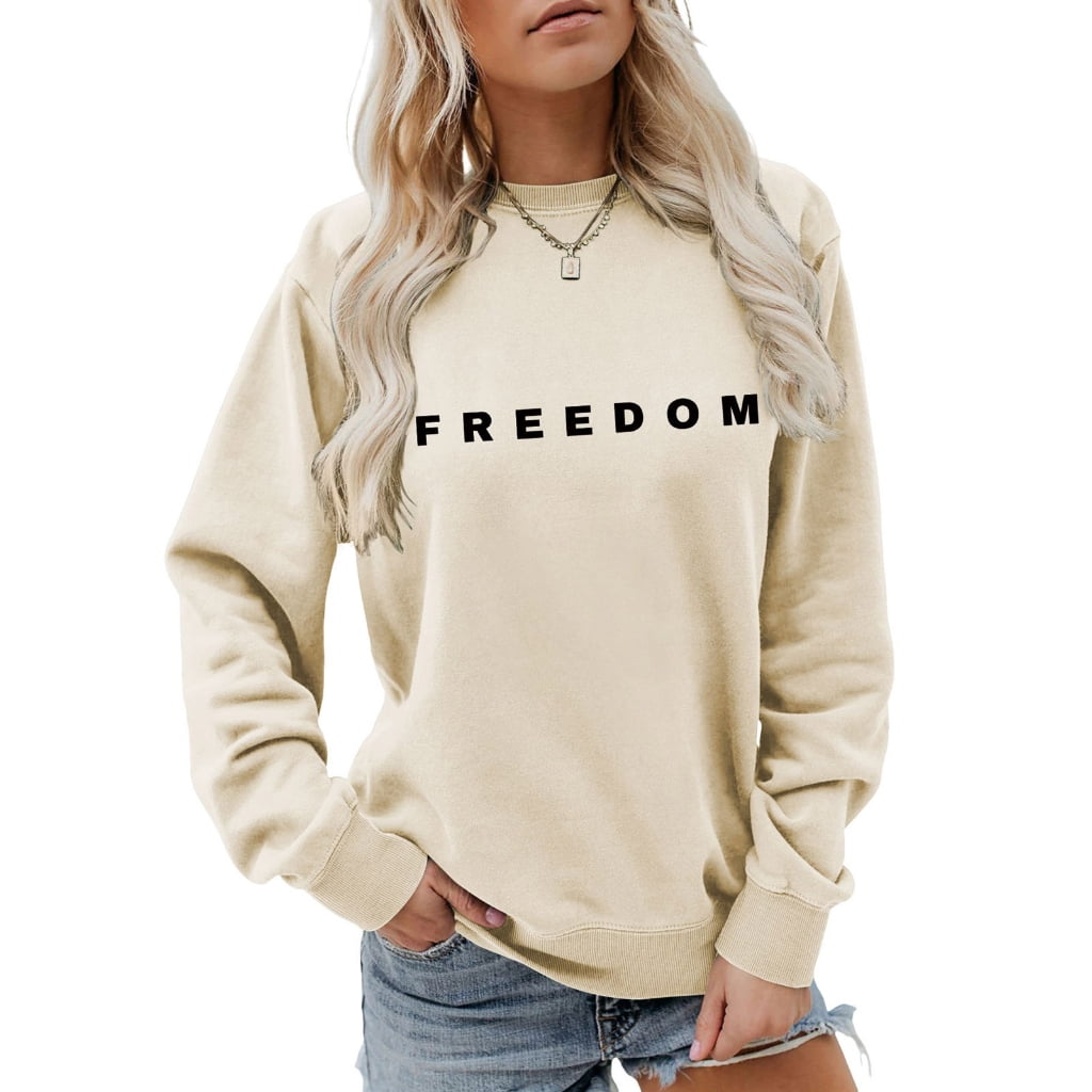 Aellinatey Casual Women's Letter Print Sweatshirt Cotton Wrinkle ...