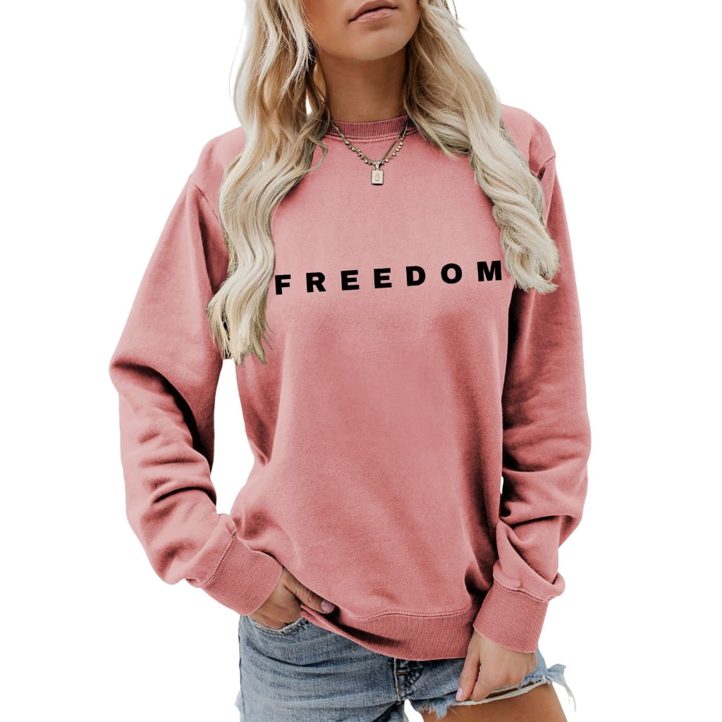 Aellinatey Casual Women's Letter Print Sweatshirt Cotton Wrinkle ...